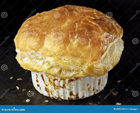 Rustic Golden English Meat Pot Pie With Flaky Crust Stock Image Image