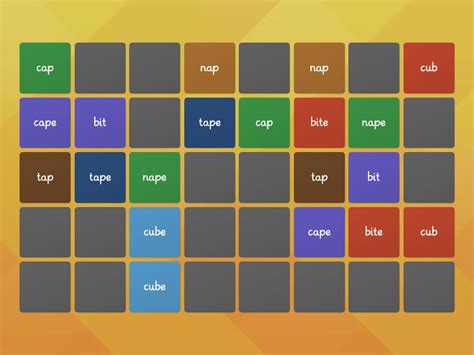 CVC And CVCe Words Matching Pairs
