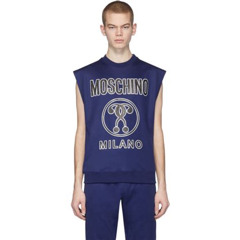 Moschino Blue Logo Sleeveless T Shirt Moschino