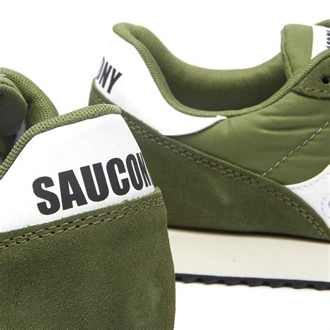 Saucony Mens Dxn Trainer Vintage Sneakers In Forest White Saucony