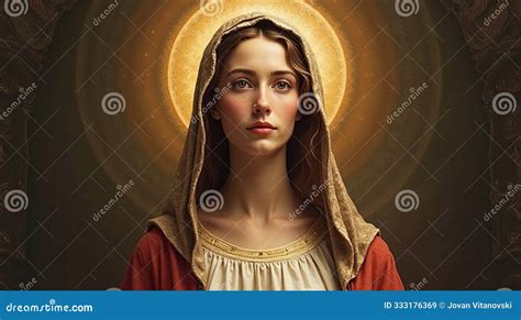 Beautiful Portrait Depicting The Virgin Mary With A Serene Expression