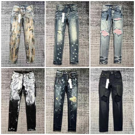 Purple Jeans Mens Straight Leg Denim Trousers Retro Streetwear Fashion