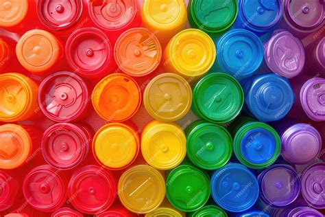 El Reciclaje De Tapas De Botellas De Plástico Con Patrón Arco Iris Y El