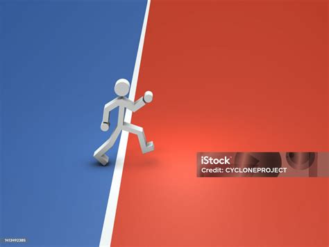 경계를 넘어 새로운 세계로 들어가는 캐릭터 도전과 시작을 나타내는 추상적 인 개념 3d 렌더링 태도에 대한 스톡 사진 및 기타 이미지 Istock