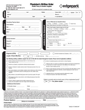 2012 2026 Form Edgepark Physicians Written Order Insulin Pump