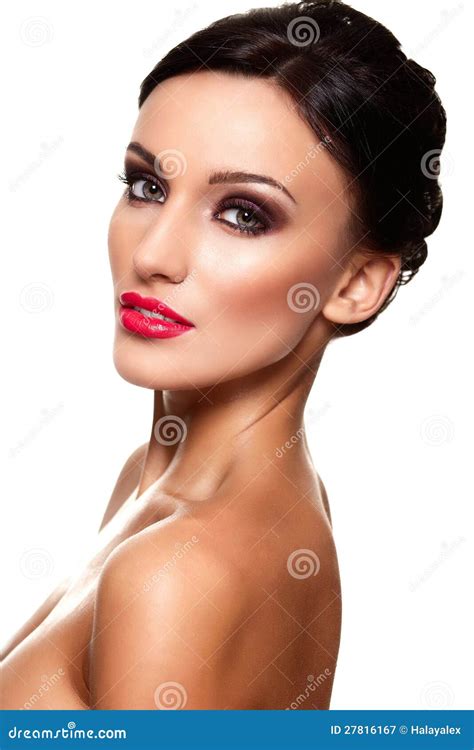 Beautiful Model With Bright Makeup Stock Image Image Of Beauty Glance 27816167