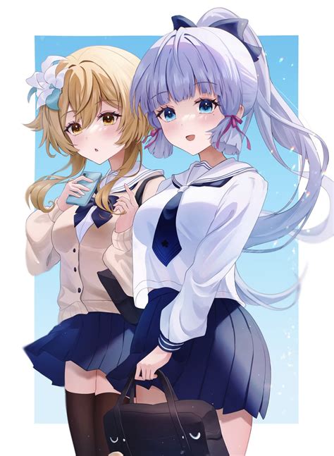 Lumine And Kamisato Ayaka Genshin Impact Drawn By Sinonomemikann Danbooru