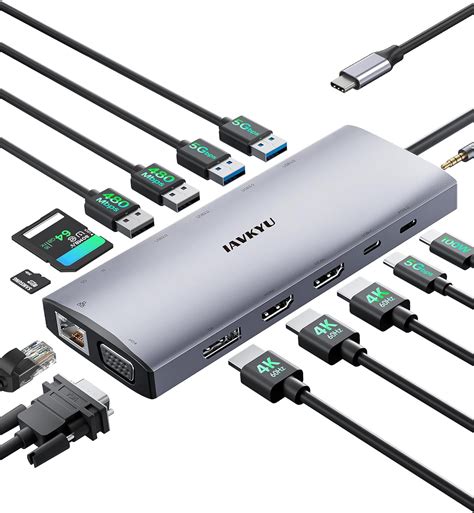 Usb C Docking Station Dual Monitor 14 In 1 Usb C Hub With Dual Hdmi Dp Vga 100w Pd Sd Tf