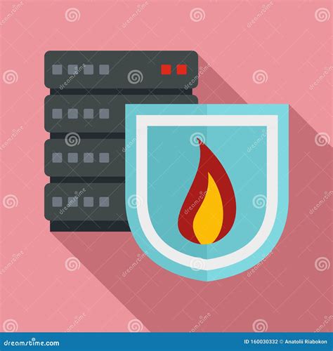 Server Shield Firewall Icon Flat Style Stock Vector Illustration Of Logo Chrome