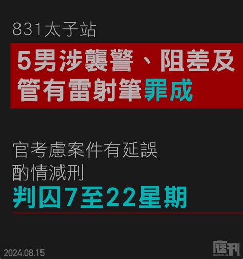 831太子站衝突｜5男涉襲警、阻差及管有雷射筆罪成 判囚7至22星期 庭刊