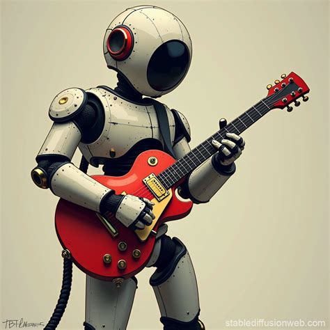 Robot Playing Guitar Stable Diffusion Online