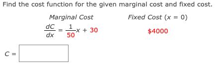 Solved Needhelp Solving Find The Cost Function For The Given Chegg Com