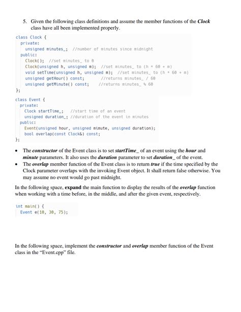 solved 5 given the following class definitions and assume
