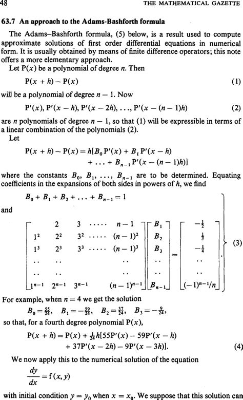 637 An Approach To The Adams Bashforth Formula The Mathematical