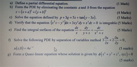 [solved] A Define A Partial Differential Equation 1 Mark