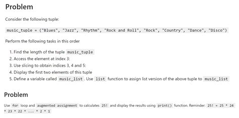 solved problem consider the following tuple music tuple