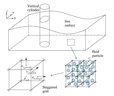 Sketch Of The Computational Domain The Staggered Grid And Fluid Particles Download