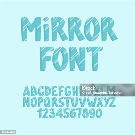 Mirror 광택 글꼴 유리 빛나는 알파벳 유리 문자와 숫자 타이포그래피 0명에 대한 스톡 벡터 아트 및 기타 이미지 0명