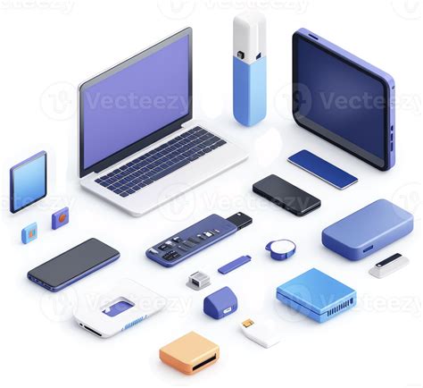 Various Modern Digital Devices Arranged In An Isometric View 60727973 Png