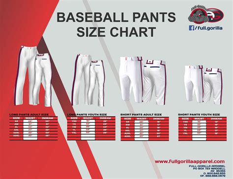 Baseball Pants Youth Size Chart At James Jain Blog