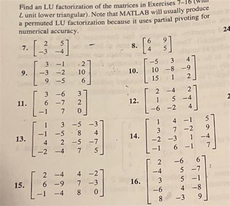 Solved 9 Find An Lu Factorization Of The Matrices In