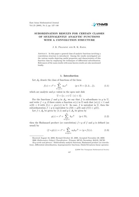Pdf Subordination Results For Certain Classes Of Multivalently