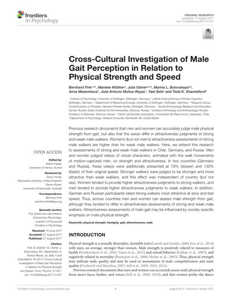 Pdf Cross Cultural Investigation Of Male Gait Perception In Relation