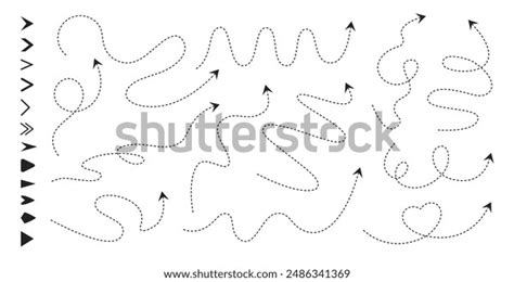 Dash Line Arrows Route Paths Arrow Stock Vector Royalty Free