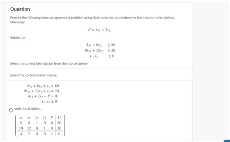Solved Question Rewrite The Following Linear Programming Chegg