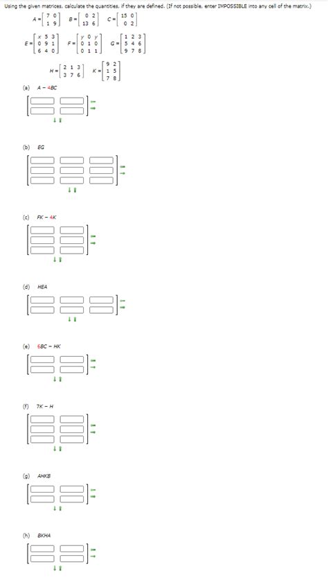 Solved Using The Given Matrices Calculate The Quantities