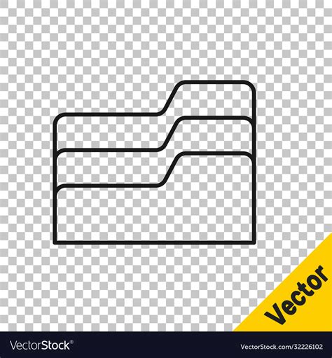 Black Line Document Folder Icon Isolated Vector Image