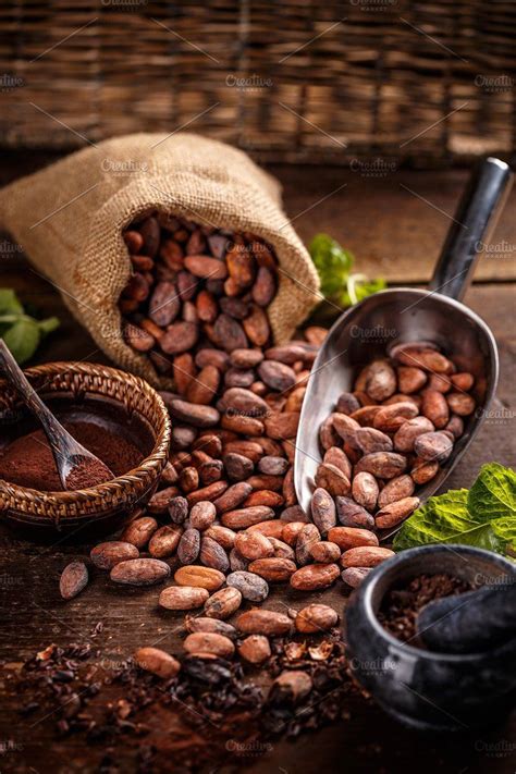 Still Life Of Cocoa Beans Containing Cacao Beans And Cocoa Coffee Photography Food