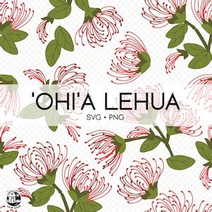 Seamless Pattern Ohia Lehua Floral Png Svg Cut File Digital
