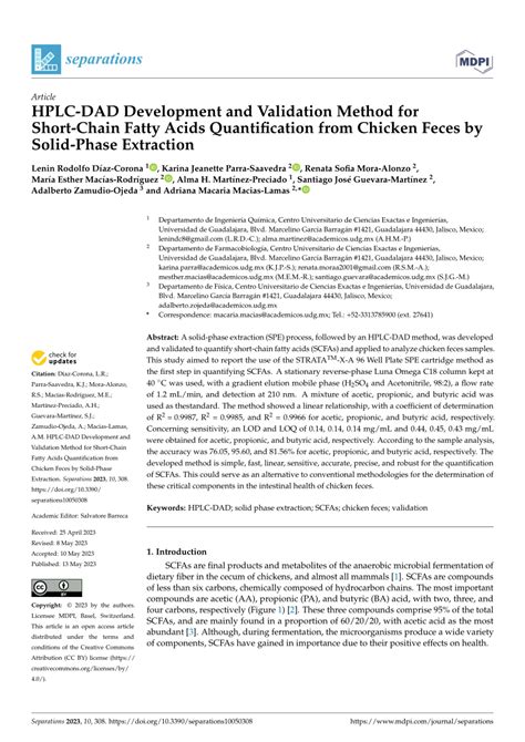 pdf hplc dad development and validation method for short chain fatty