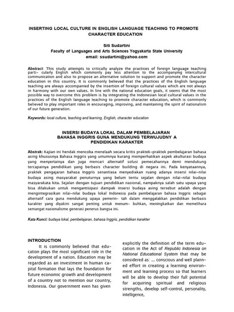 En Inserting Local Culture In English Langu Pdf Language Education