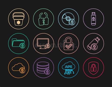 Set Line Shield Security With Lock Usb Flash Drive Cd Or Dvd Disk Lock On Monitor Folder And