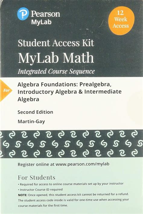 Mylab Math With Pearson Etext Week Standalone Access Card For Algebra Foundations