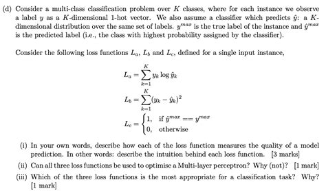 D Consider A Multi Class Classification Problem
