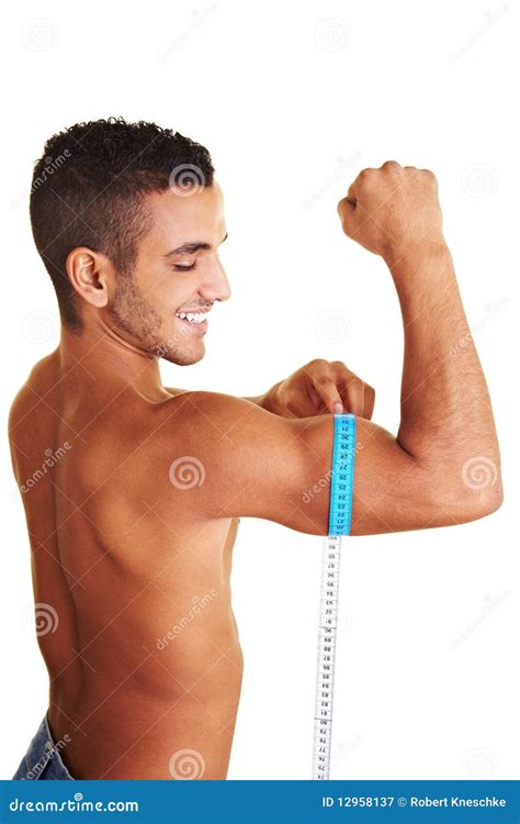 Man Measuring Muscle Circumference Stock Image Image Of Measure Erotic