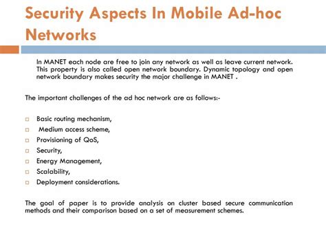 Secure Communication In Cluster Based Ad Hoc Networks A Review Powerpoint Slides Learnpick