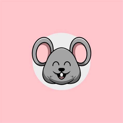 Premium Vector Cute Mouse Smiling Face Cartoon Illustration