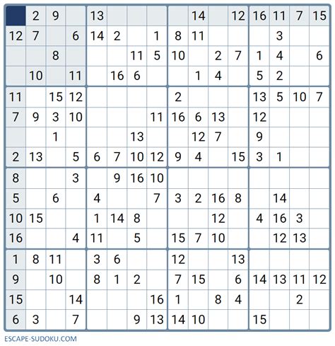 Sudoku 16x16 Easy — Play Online With Escape Sudoku