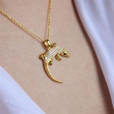 Gold Crocodile Necklace T For Her Crocodile Pendant 925 Sterling
