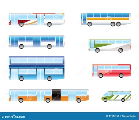 Different Types Of Bus Icons Cartoon Vector 11934763