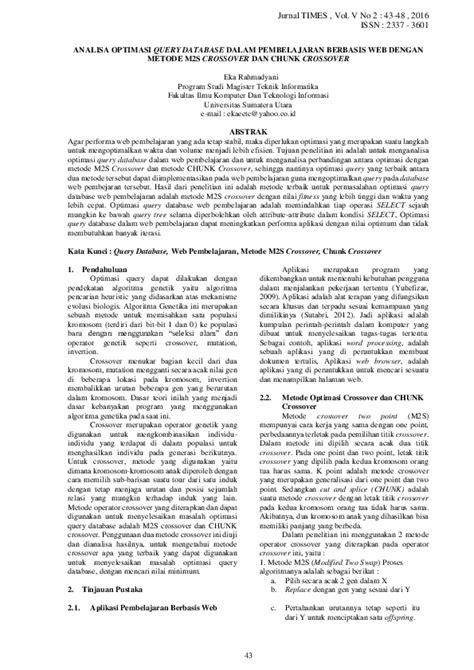 Pdf Analisa Optimasi Query Database Dalam Pembelajaran Berbasis Web