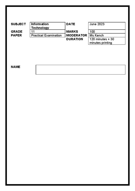 G11 June Prac Exam 2023 Np Subject Information Technology Date June