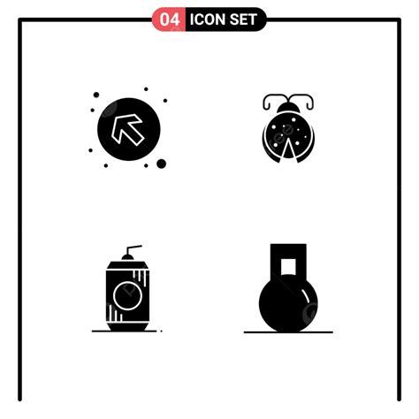 pictogram set of 4 simple solid glyphs of arrow fitness left of png