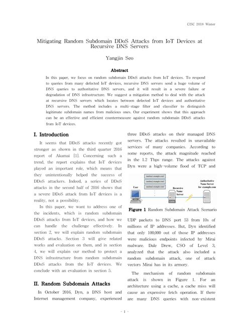 pdf mitigating random subdomain ddos attacks from iot devices at
