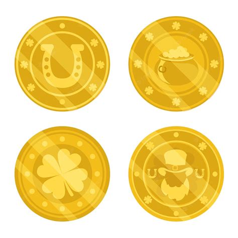 Premium Vector St Patrick Gold Coins Gold Coins Leprechaun Gold