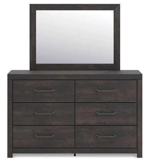 Hollivern Dresser And Mirror Dark Gray Dresser With Mirror Panel